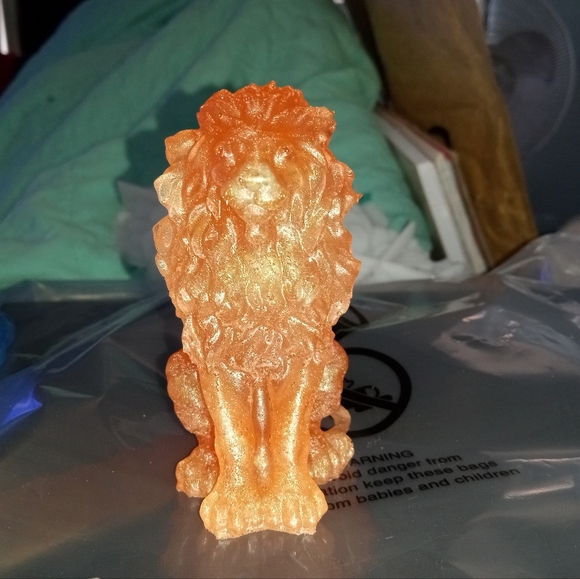 Art | Handmade Orange Resin Lion Figurine | Poshmark